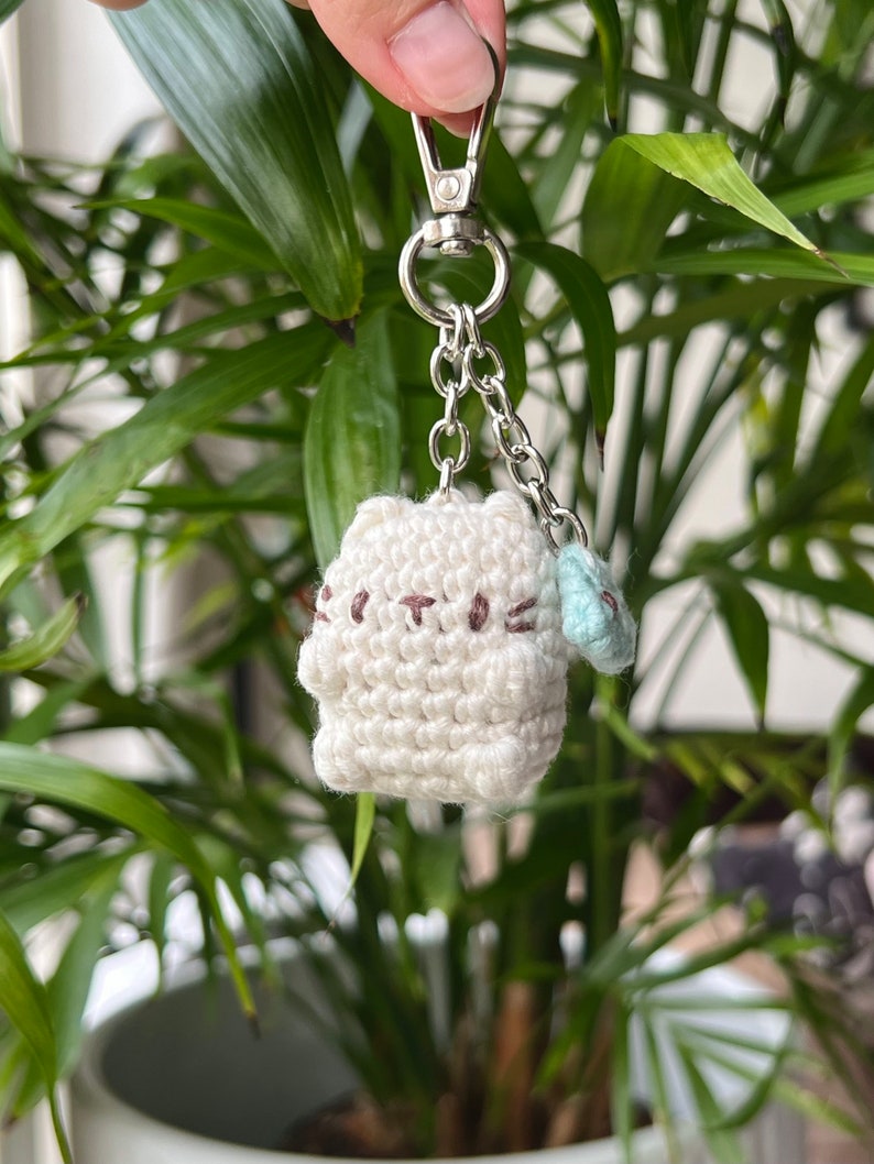 Crochet Keychain Cute Accessory for Cat Lovers Gift Handmade Bag ...