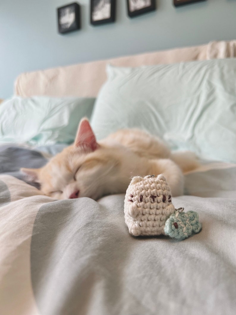 Crochet Keychain Cute Accessory for Cat Lovers Gift Handmade Bag ...