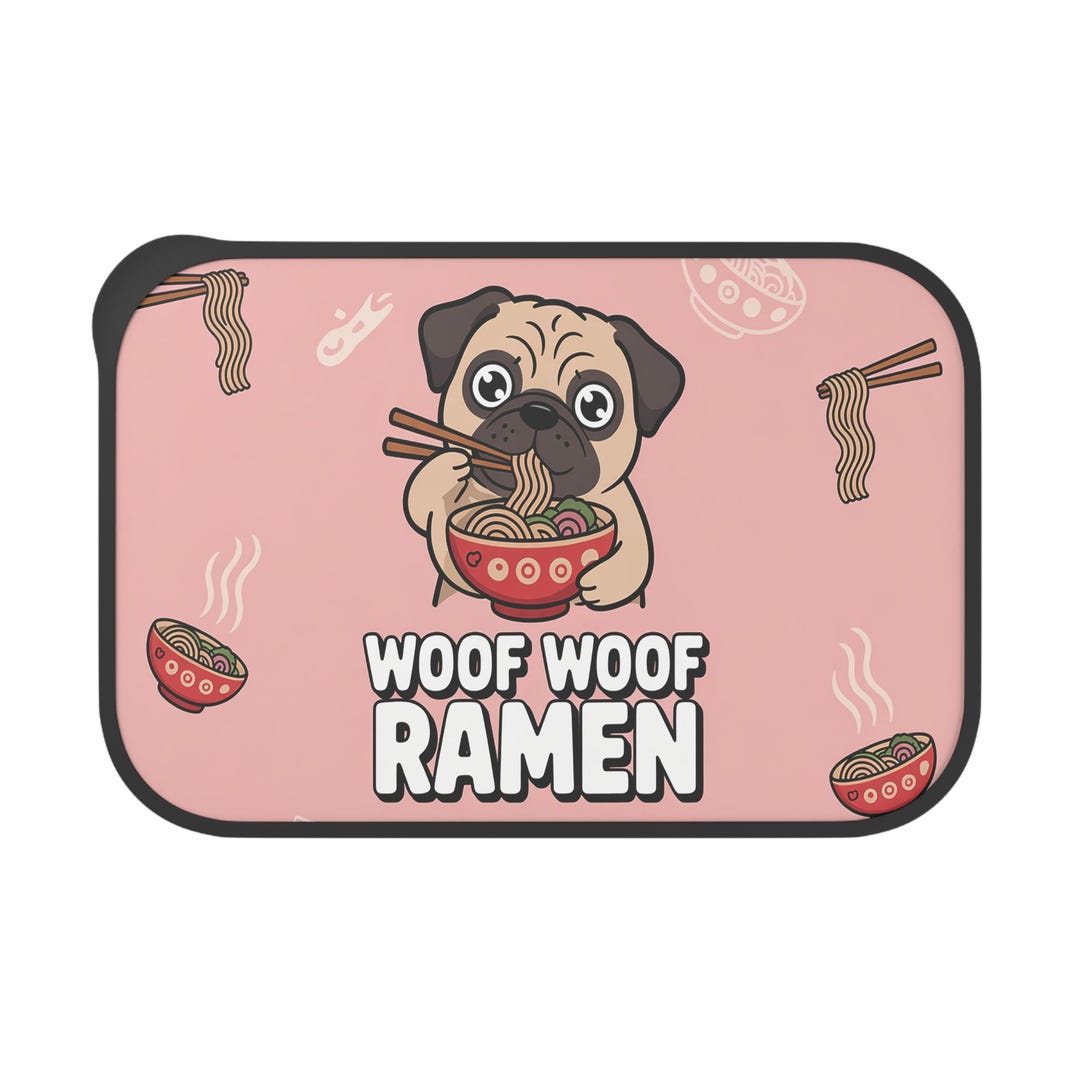 Bento Box, Kawaii Pug Dog, Chinese Takeout, Lunch Container W/ Band and ...