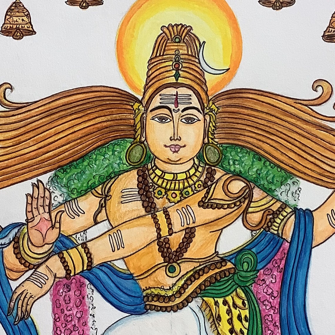 Lord Shiva Watercolour Painting, Lord Nataraja Wall Art, Hindu God ...