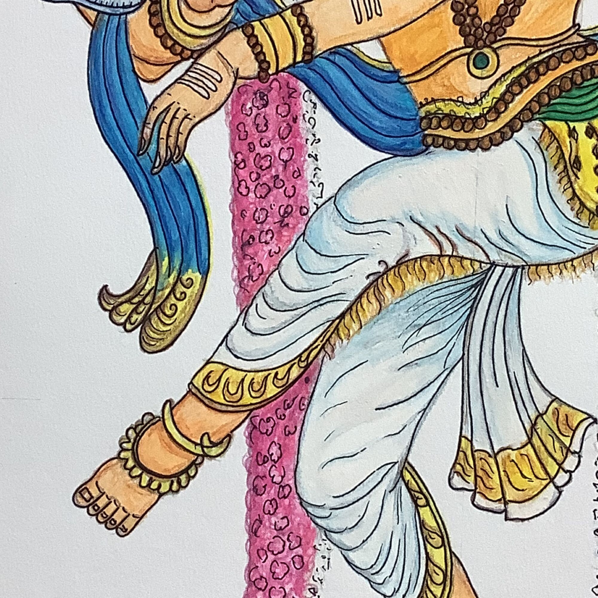 Lord Shiva Watercolour Painting, Lord Nataraja Wall Art, Hindu God ...