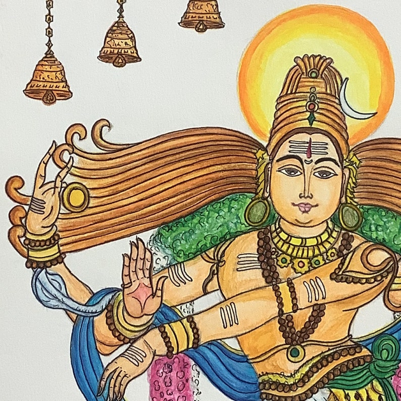 Lord Shiva Watercolour Painting, Lord Nataraja Wall Art, Hindu God ...