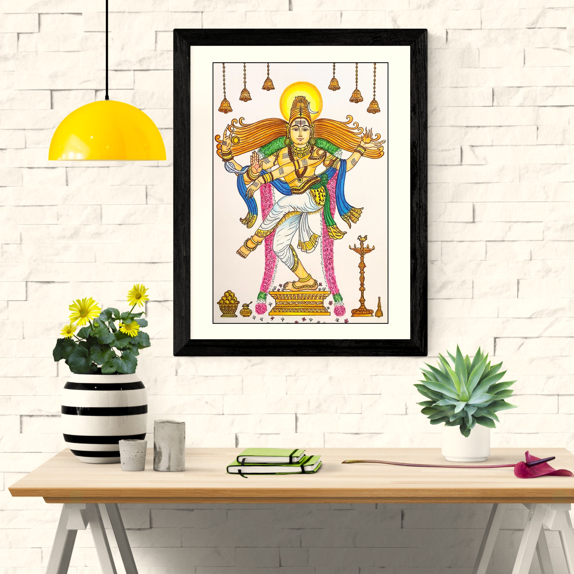 Lord Shiva Watercolour Painting, Lord Nataraja Wall Art, Hindu God ...