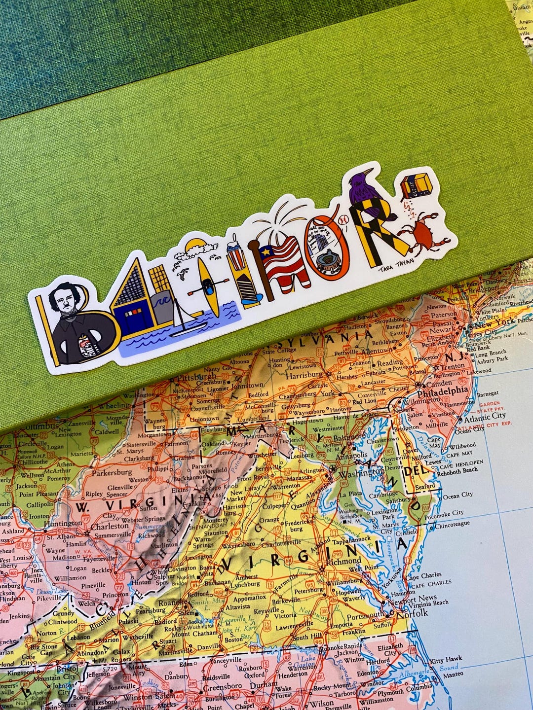 Baltimore Landmarks Sticker: Maryland Travel Scrapbook Decal - Etsy