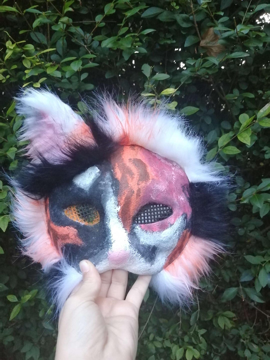 Therian Furry Calico Cat Mask With 1 Bendable Ear and a Scar - Etsy