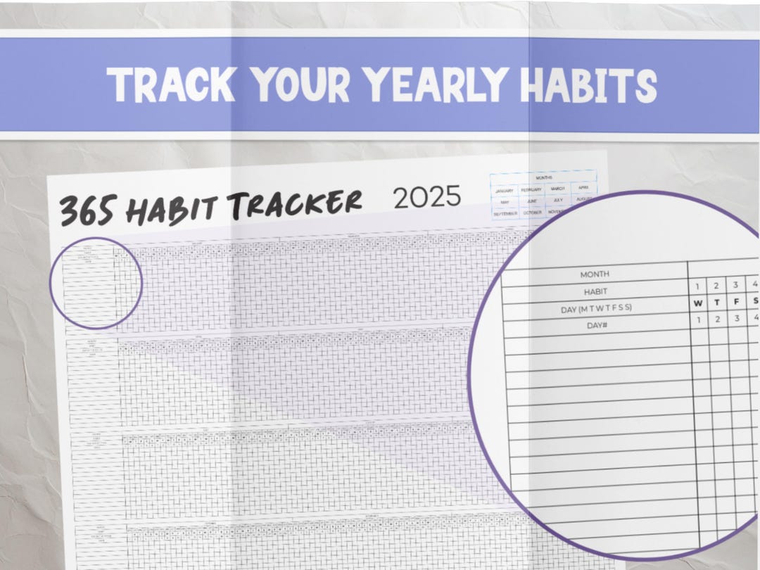 365 Tracker, Year Habit Tracker, Printable Daily Habit Tracker, Goal ...