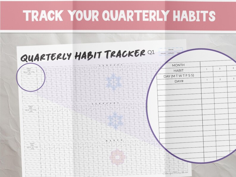 Quarterly Tracker, Printable Goal Tracker, Print at Home Tracker ...