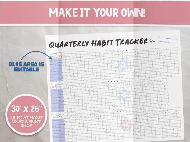 Quarterly Tracker, Printable Goal Tracker, Print at Home Tracker ...