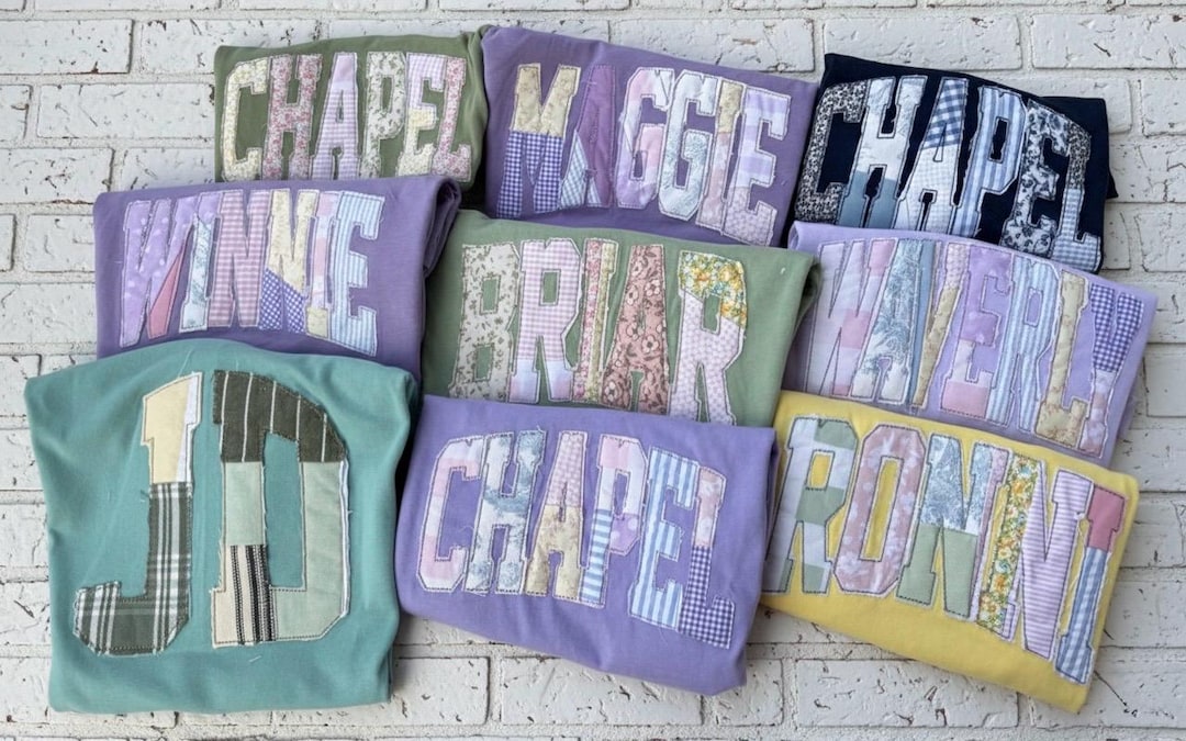 Custom Patchwork Appliqué Name Tee – Personalized Quilted Toddler Shirt ...