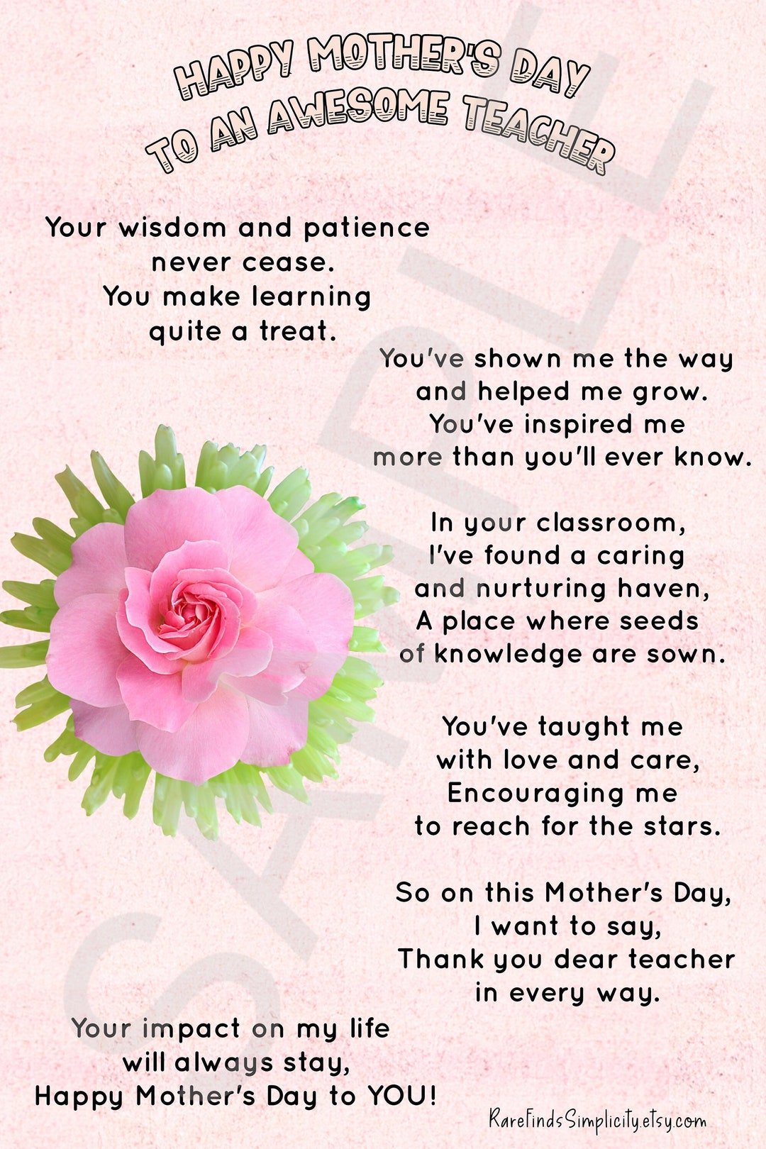 Mother's Day, Awesome Teacher Digital Download Jpg - Etsy