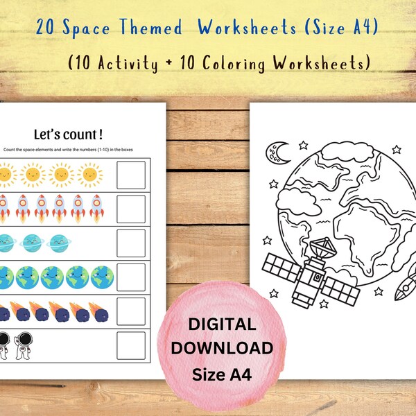 Space Themed Activity Worksheets - Etsy