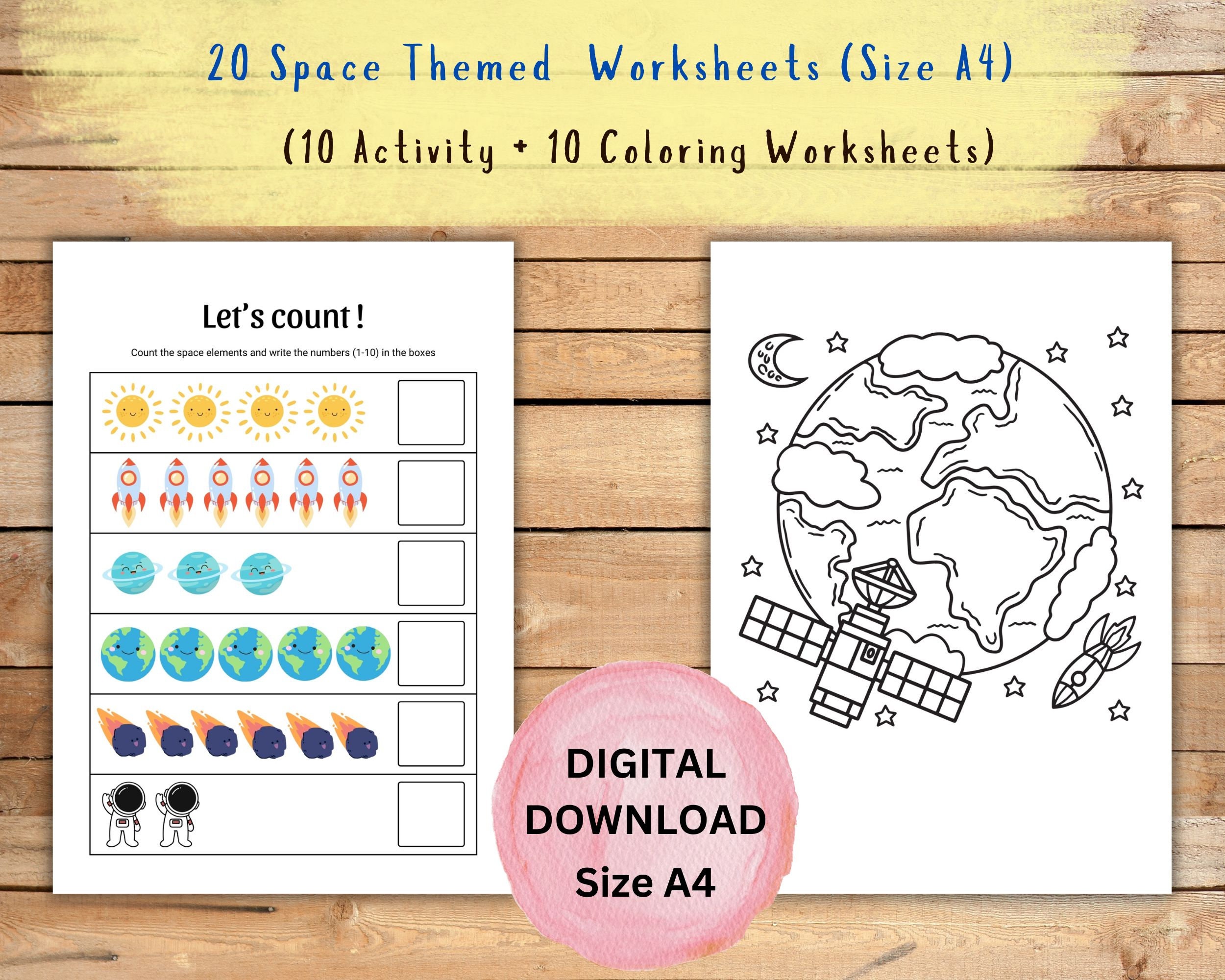 Space Themed Worksheets, Toddler Activity Worksheets, Preschooler ...