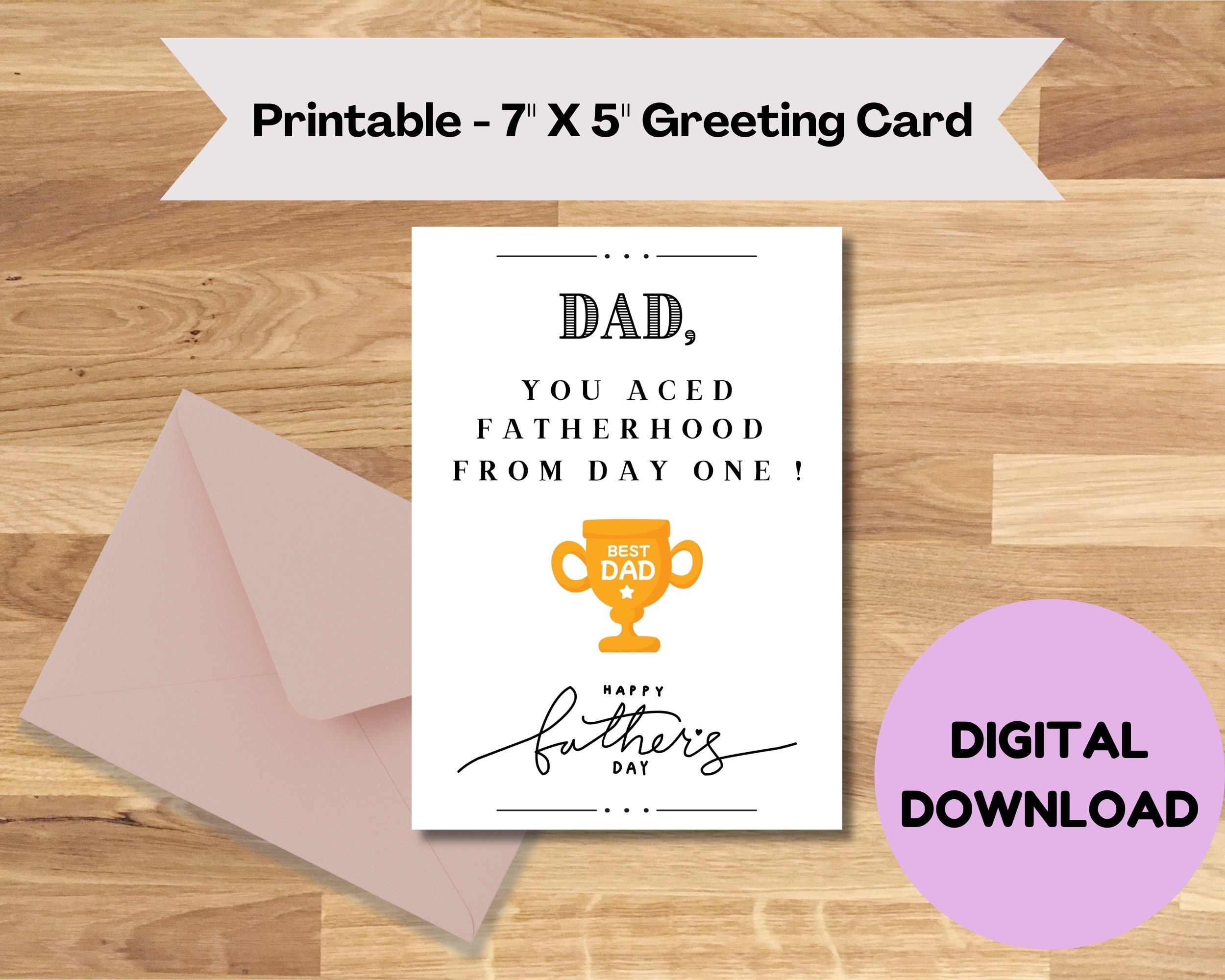 Fathers Day Card, Best Father, Printable Fathers Day Card, Digital ...