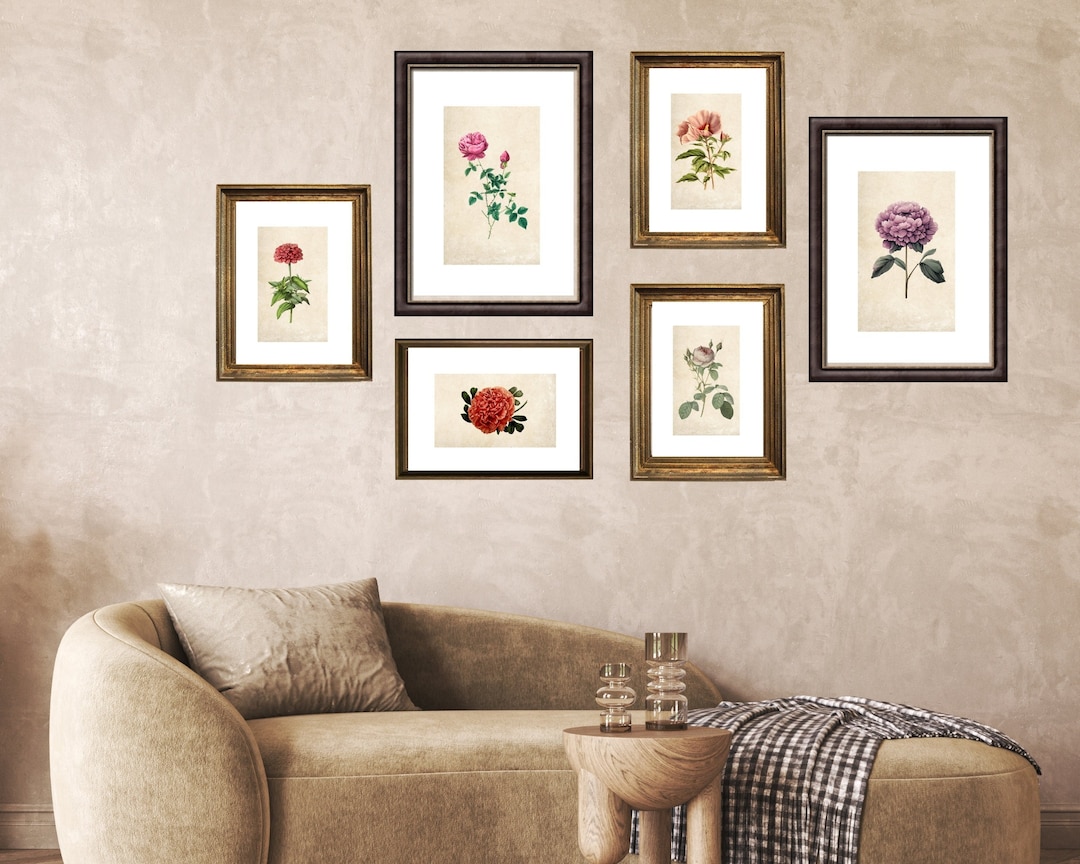 Botanical Vintage Style Wall Art, Floral Wall Art, Antique Style Wall ...