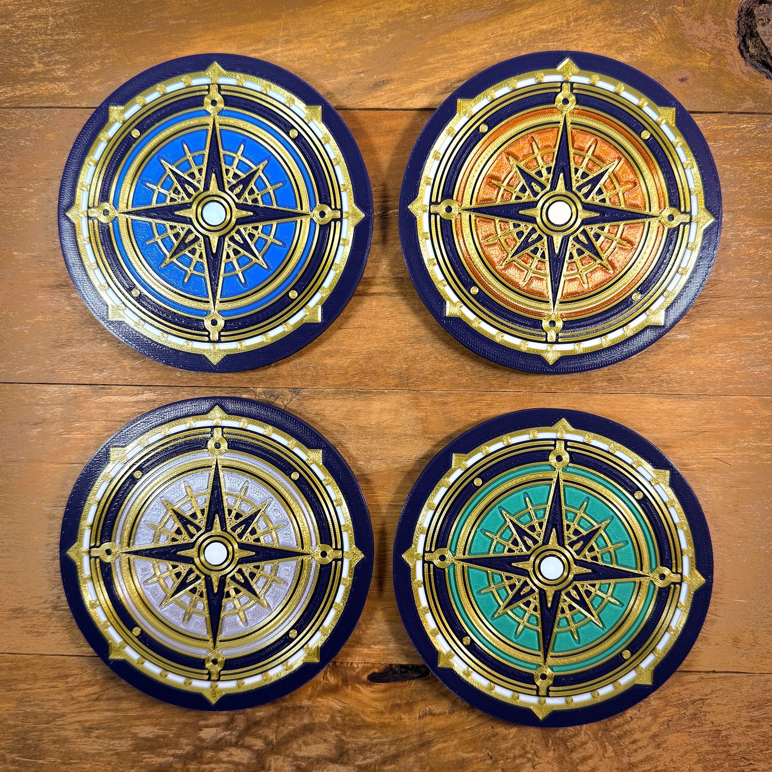 Colorful Compass Dials 3D Printed Novelty Coaster Sets - Etsy