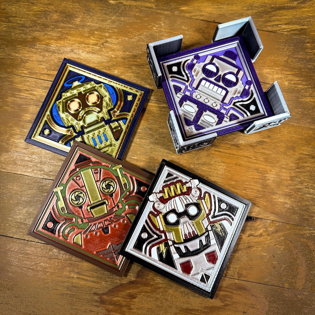 Retro Tin Robots 3D Printed Novelty Coaster Sets - Etsy