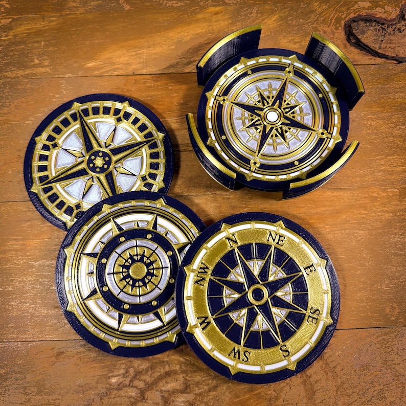 Nautical Compass 3D Printed Novelty Coaster Sets - Etsy