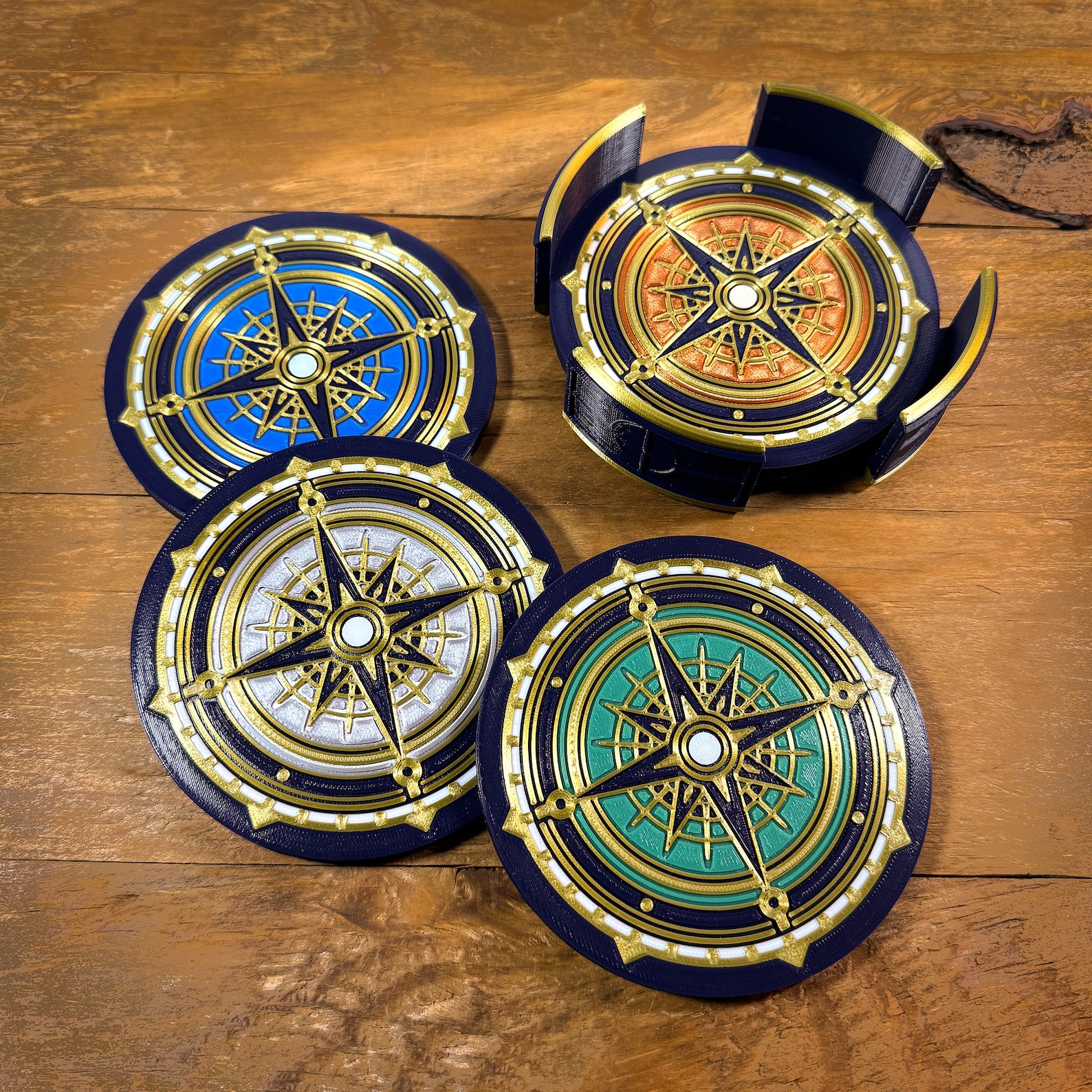 Colorful Compass Dials 3D Printed Novelty Coaster Sets - Etsy