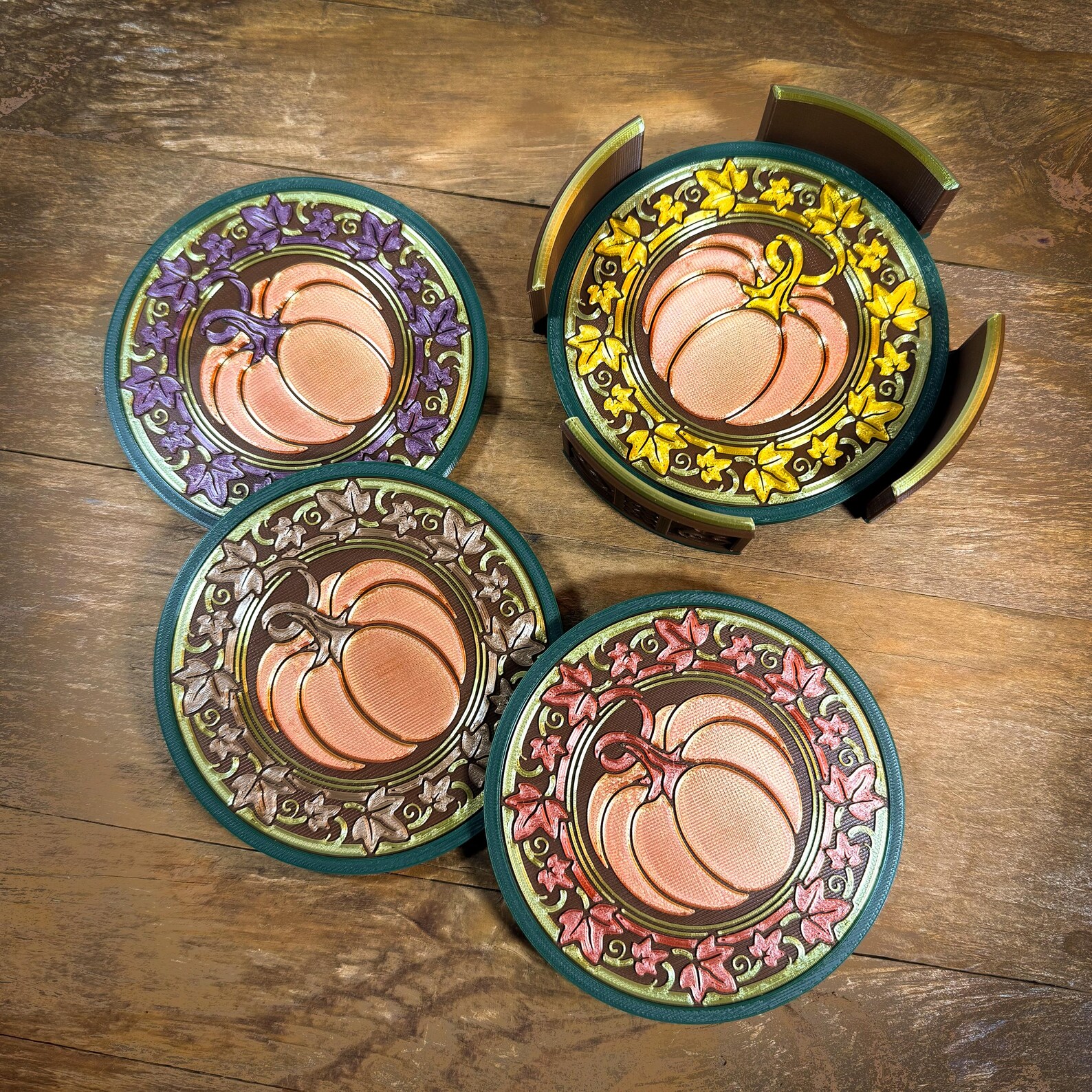 Fall Pumpkin Vine 3D Printed Novelty Coaster Sets - Etsy
