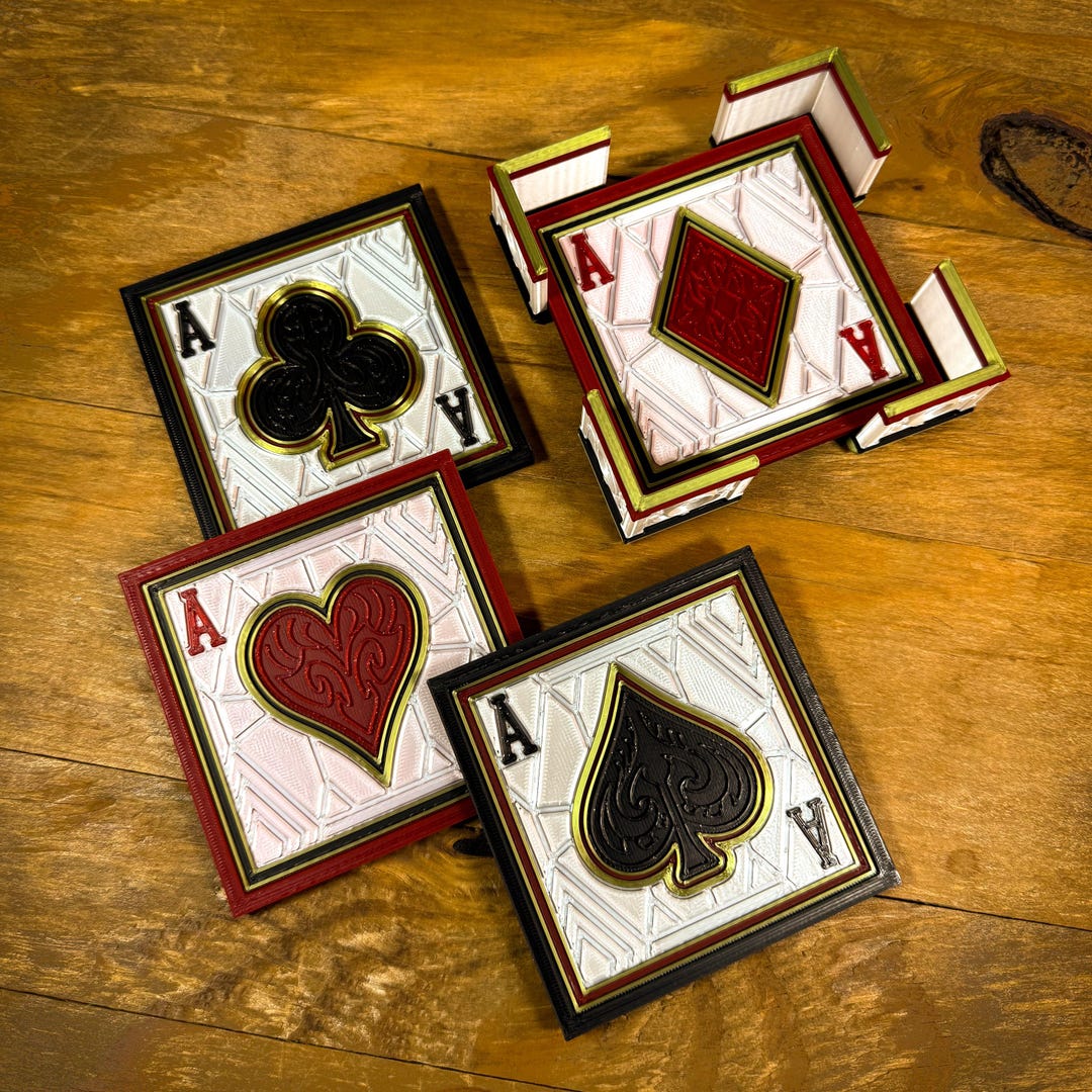 Ace Card Suits 3D Printed Novelty Coaster Sets - Etsy