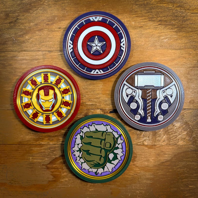 Earths Mightiest Heroes 3D Printed Novelty Coaster Sets - Etsy