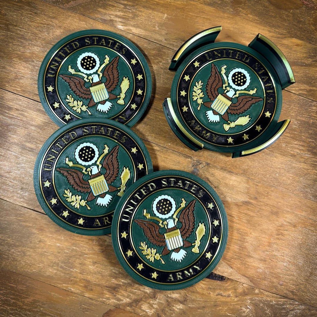 United States Army 3D Printed Novelty Coaster Sets - Etsy