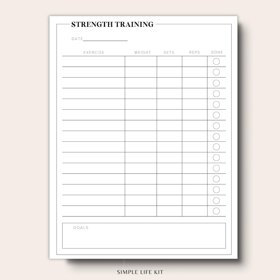 Strength Training Tracker Printable | Fitness Tracker | Printable ...