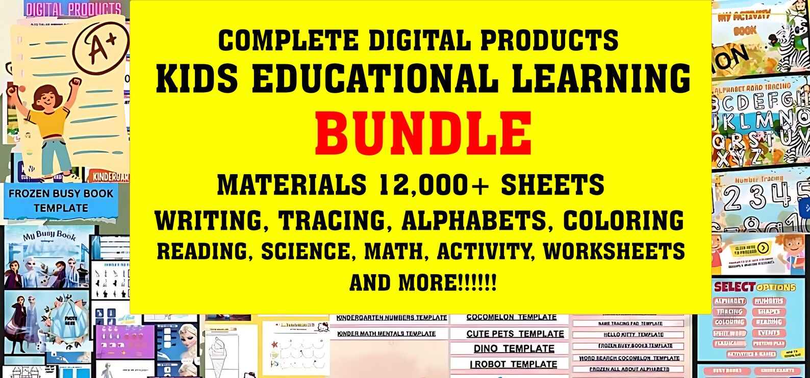 Preschool Pre-k Kindergarten Learning Bundle 12,000 Pages Printable ...