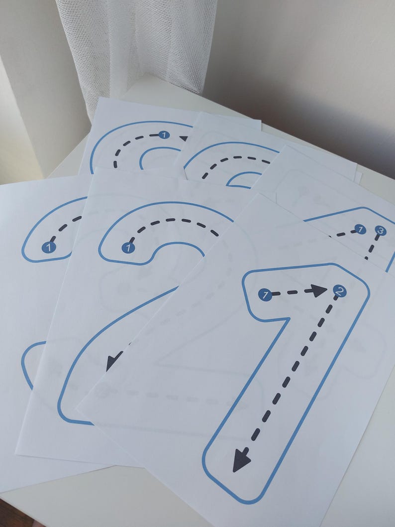 Interactive Number Tracing Worksheets: Printable Kids Learning Cards - Etsy