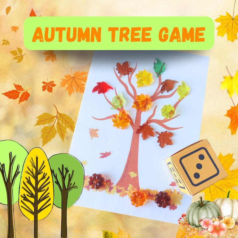 Autumn Game for Preschoolers, Fall Leaves Dic for Free Time - Etsy