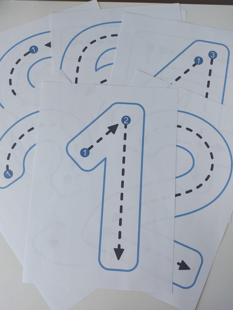 Interactive Number Tracing Worksheets: Printable Kids Learning Cards - Etsy