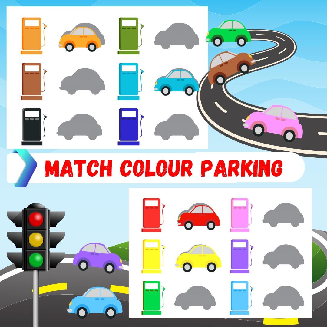 Match Color Parking Play Set for Kids, Kindergarten Learning Toy ...