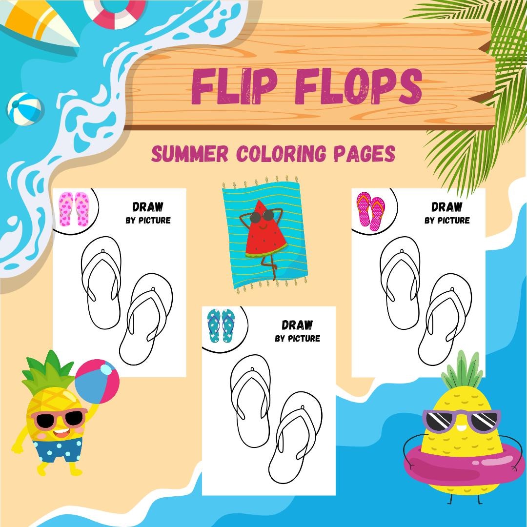 Summer Coloring Pages Flip Flops, Summer Worksheets, Summer Colouring ...