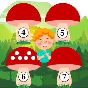 Counting Numbers Printable Math Game Mushrooms, Fun Fall Number ...