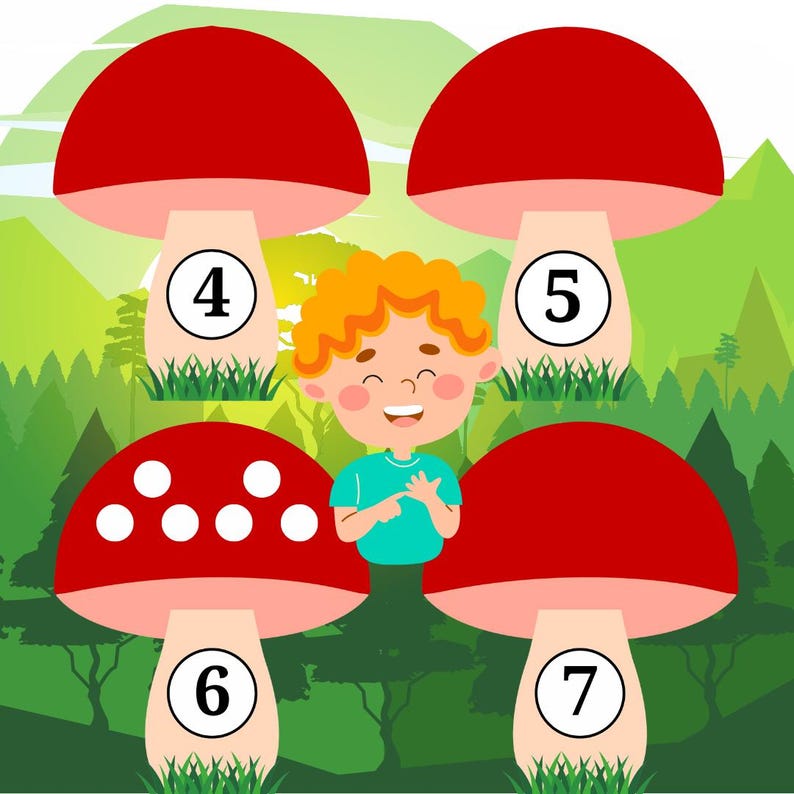 Counting Numbers Printable Math Game Mushrooms, Fun Fall Number ...
