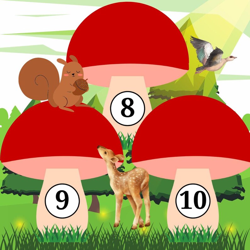 Counting Numbers Printable Math Game Mushrooms, Fun Fall Number ...