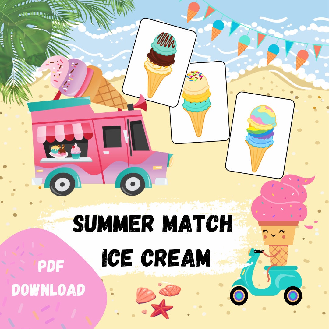 Ice Cream Matching Game, Printable Activities for Kids, Preschool ...