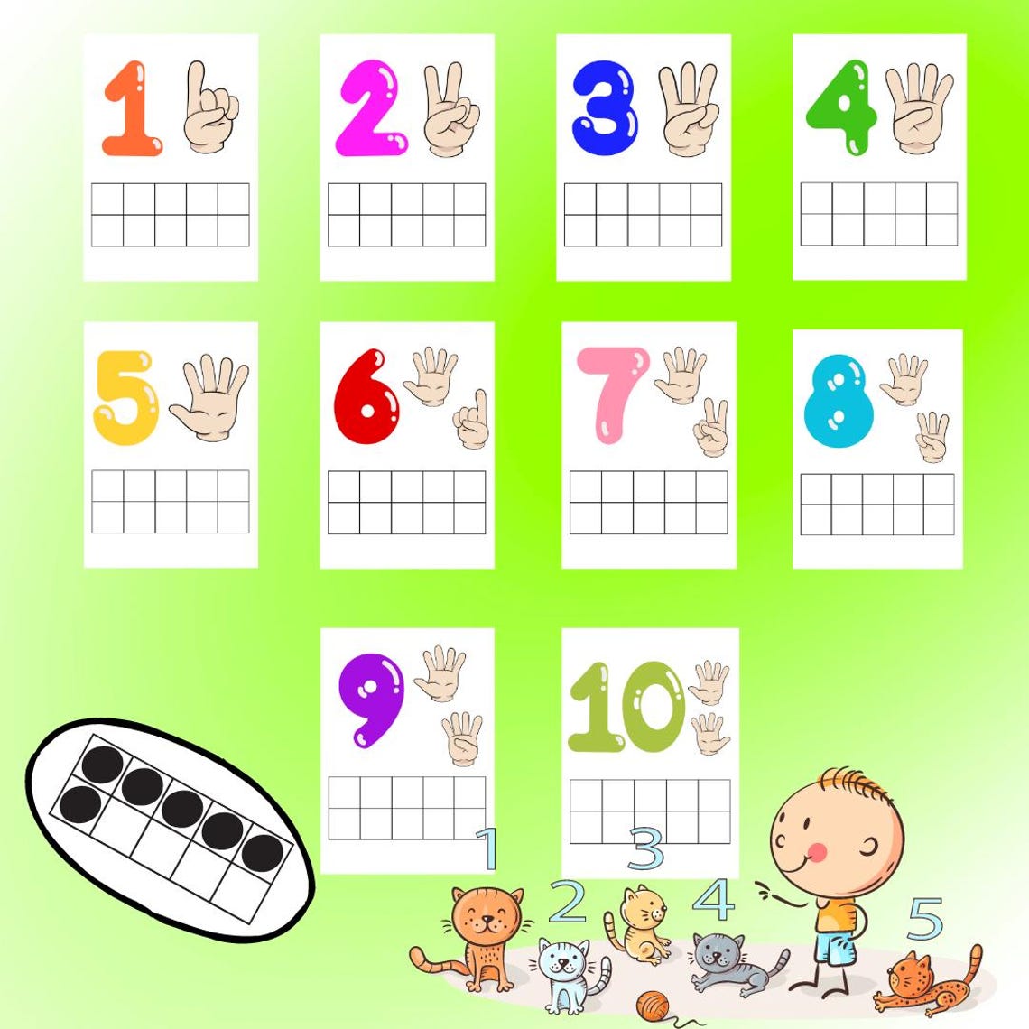 Fun Number Flashcards for Kids - Counting Dot Cards, Preschool Math ...