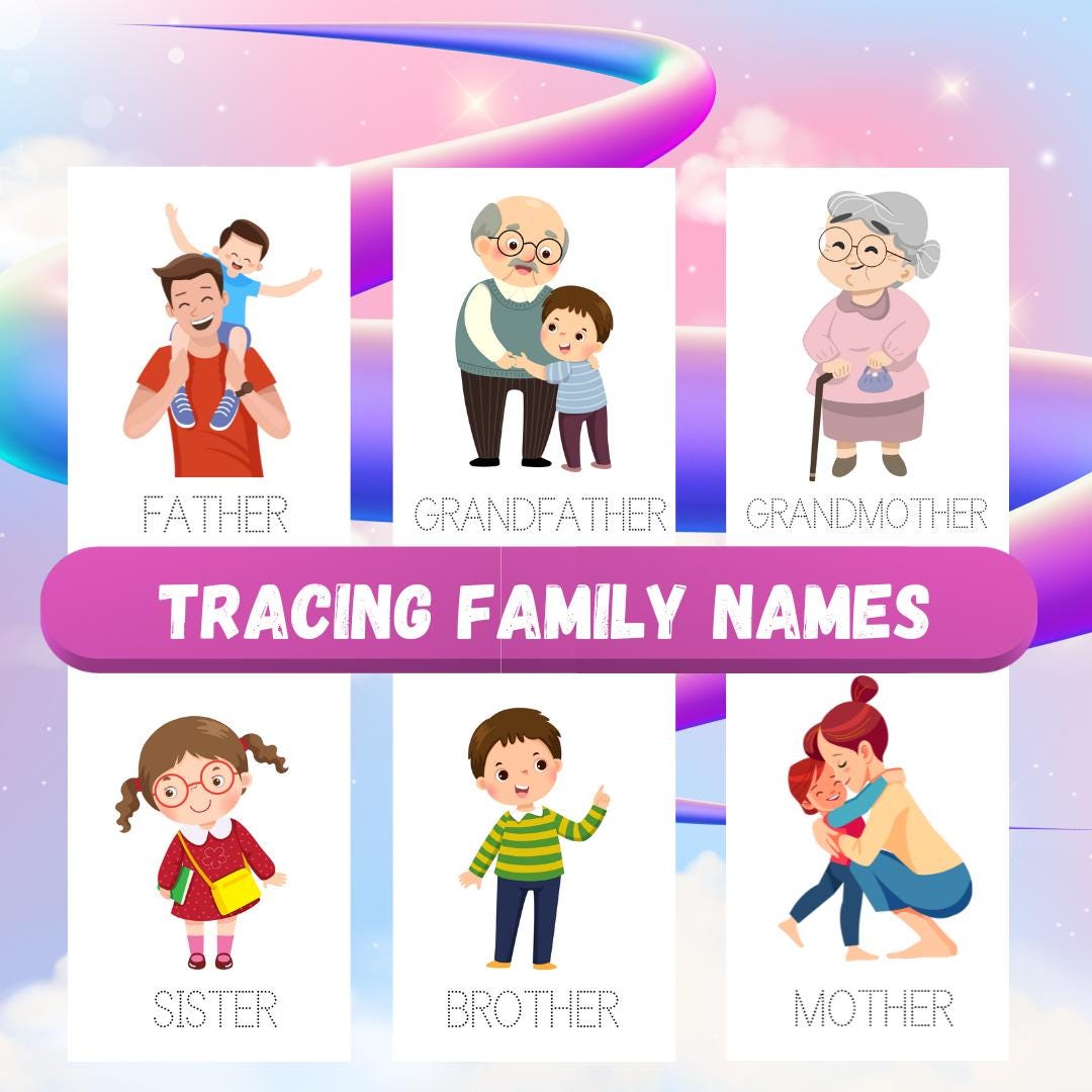 Family Tracing Lines, Worksheets With Lines, Family Learning Activity ...
