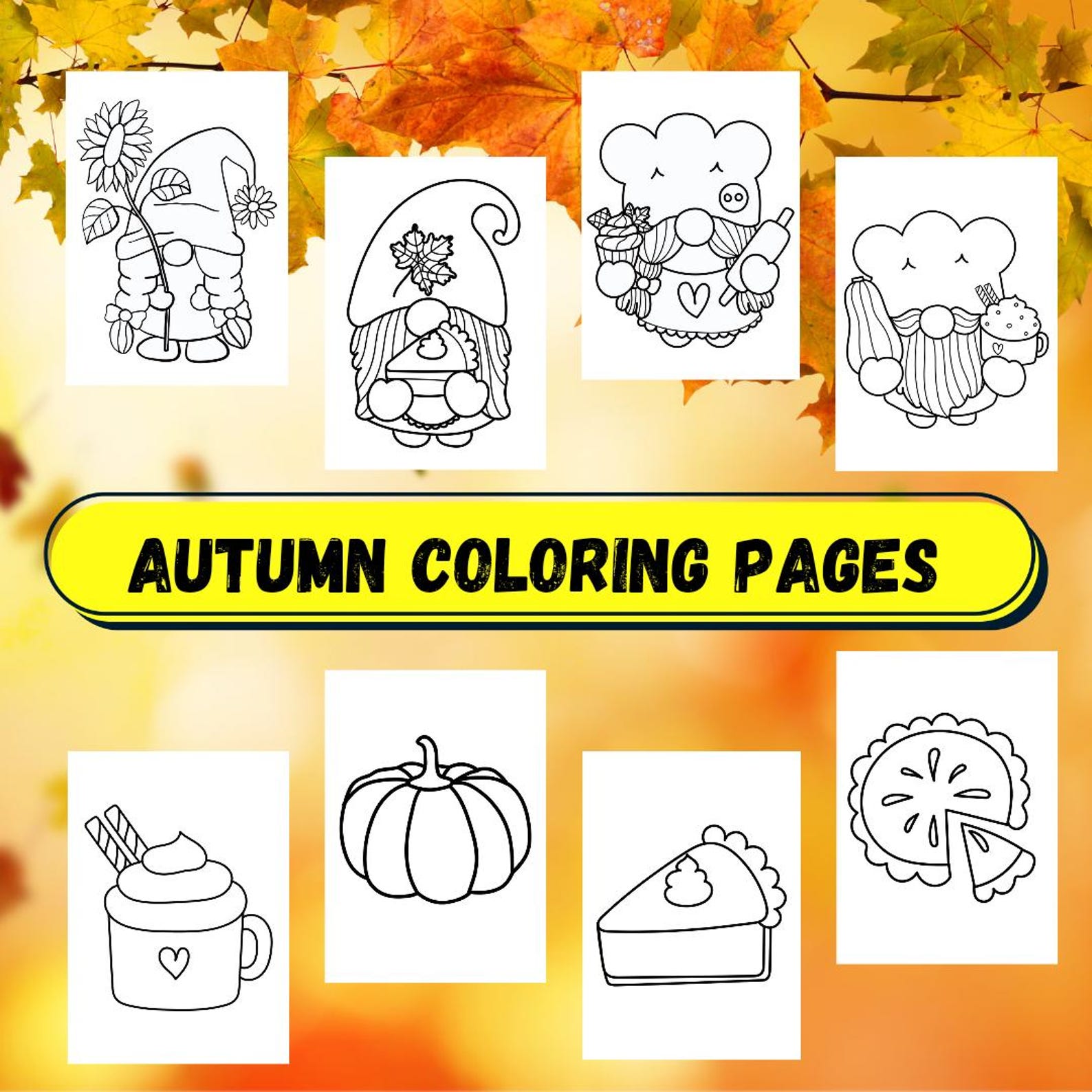 Autumn Coloring Pages Bundle for Kindergarten - Pumpkin Pie Fun - Etsy
