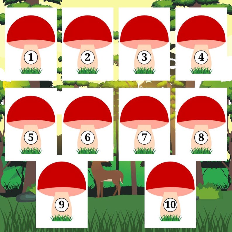 Counting Numbers Printable Math Game Mushrooms, Fun Fall Number ...