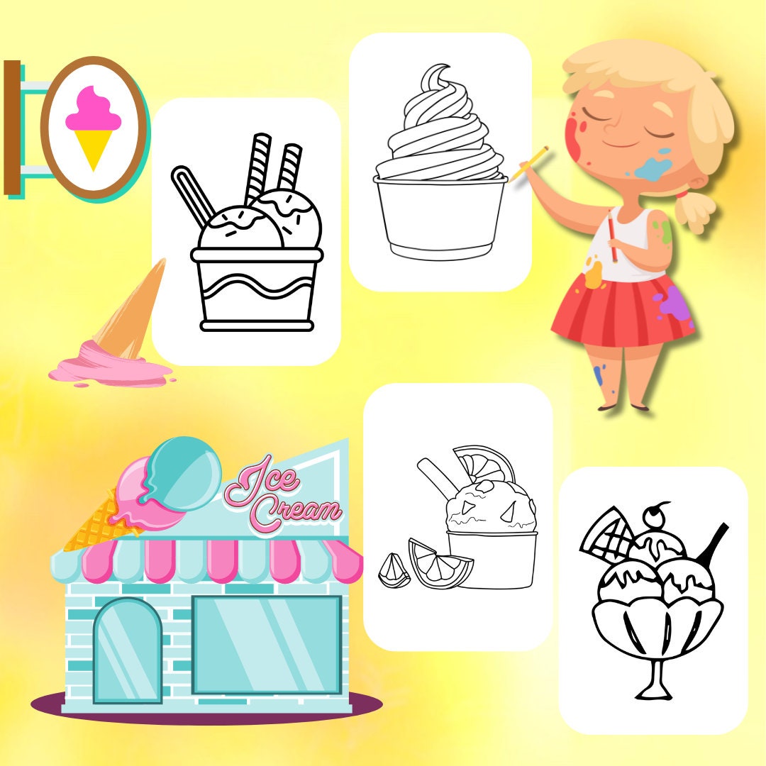 Ice Cream Coloring Pages Perfect Summer Activity for Kids, Build Motor ...