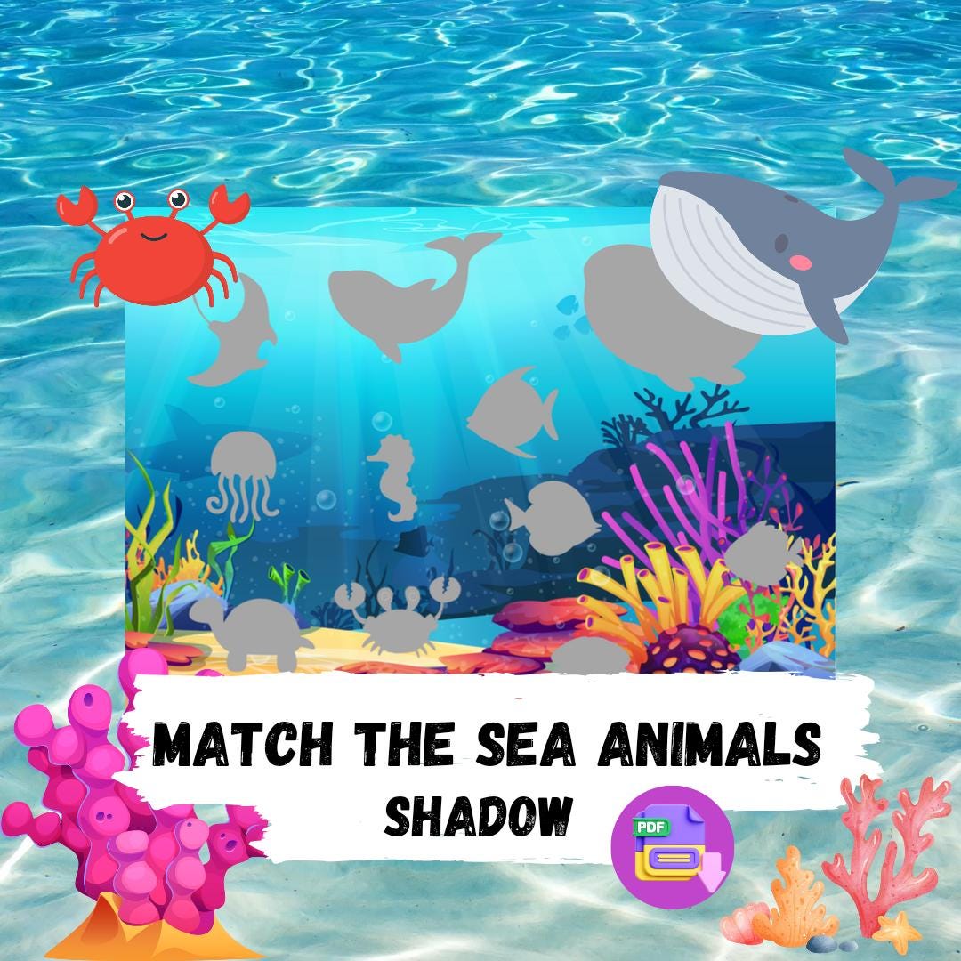 Ocean Animals Match Game PDF - Interactive Montessori Learning Activity ...