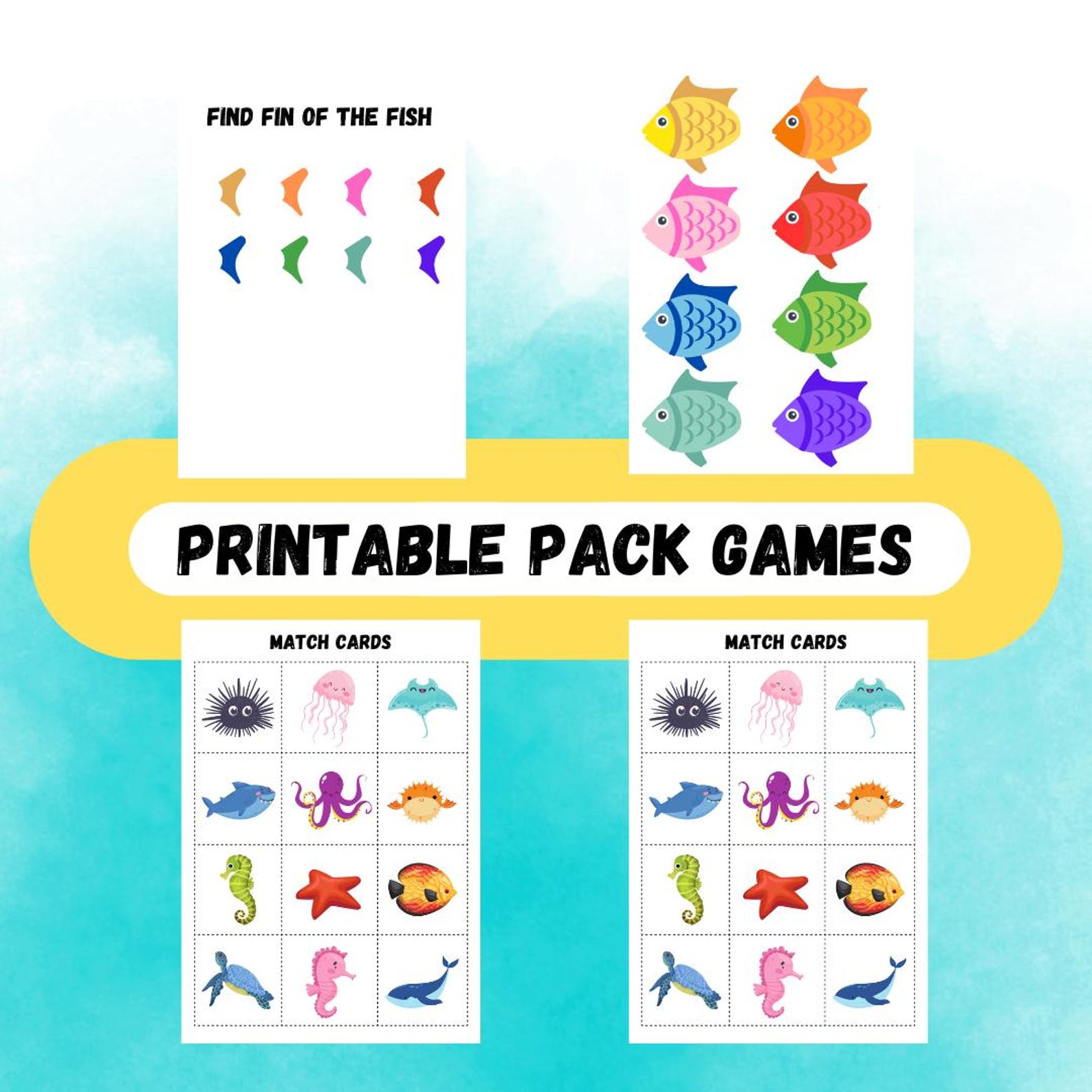 Colorful Fish Matching Game - Ocean Adventure Printable Activity for ...