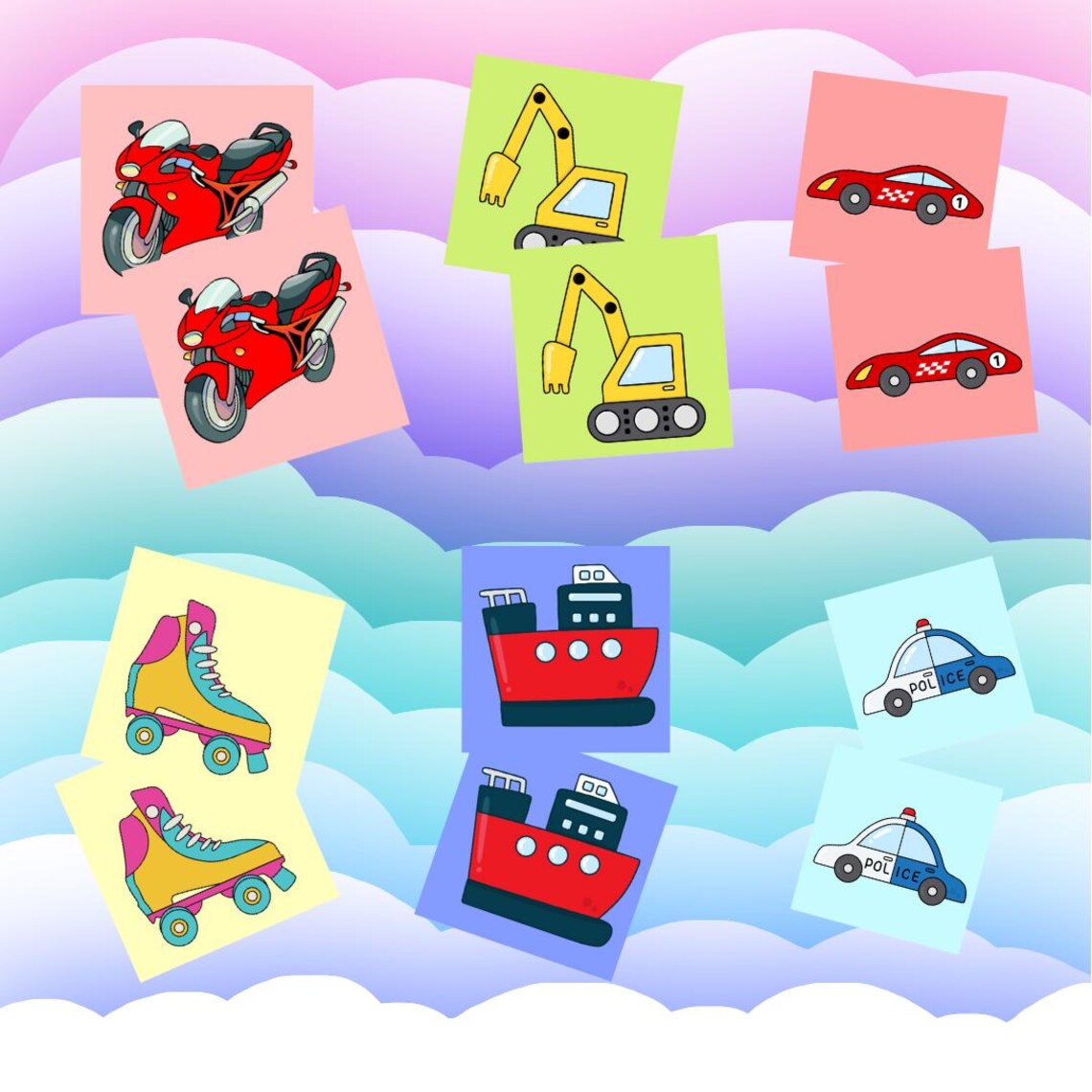 Sport and Transportation Matching Cards, Printable Sports Game for ...