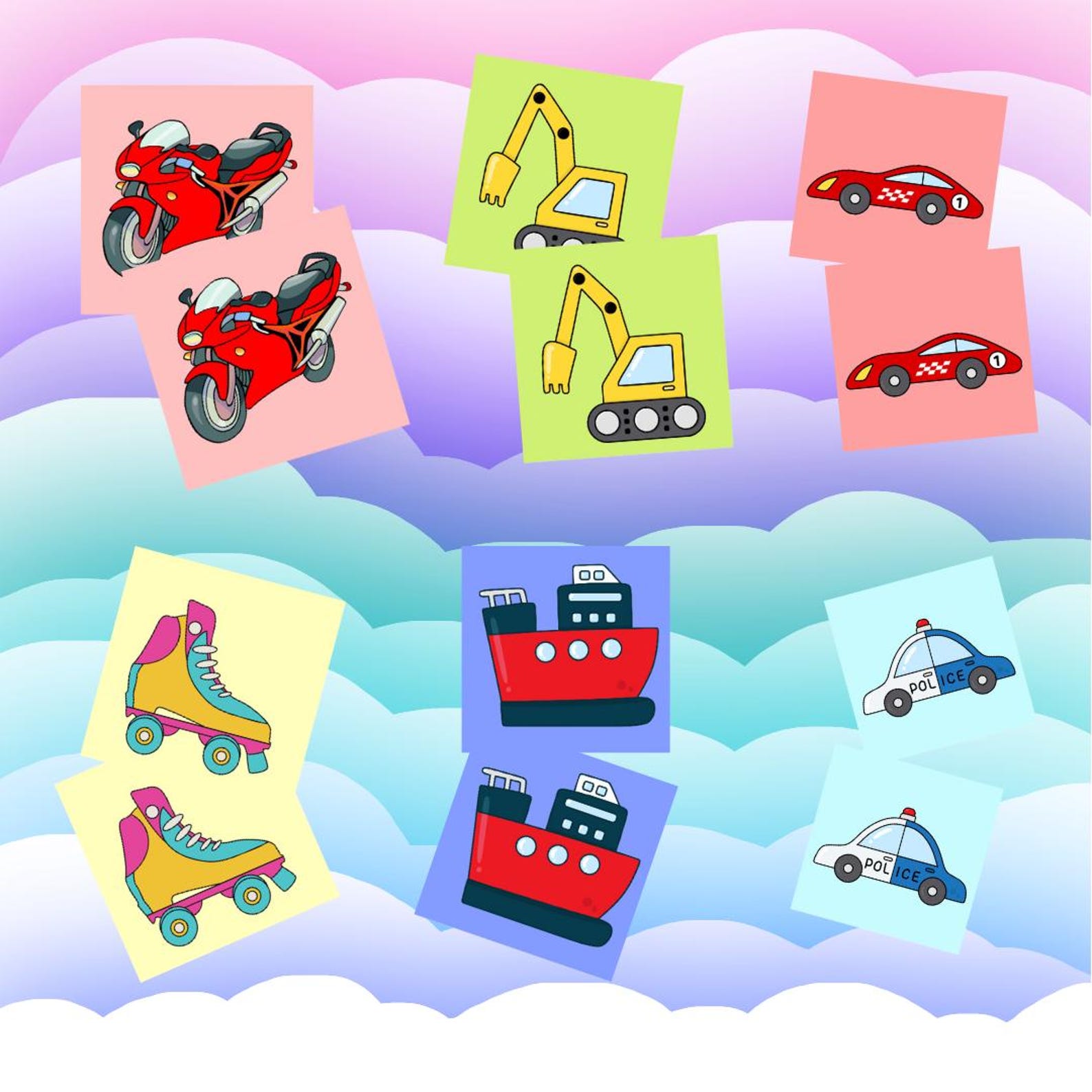 Sport and Transportation Matching Cards, Printable Sports Game for ...