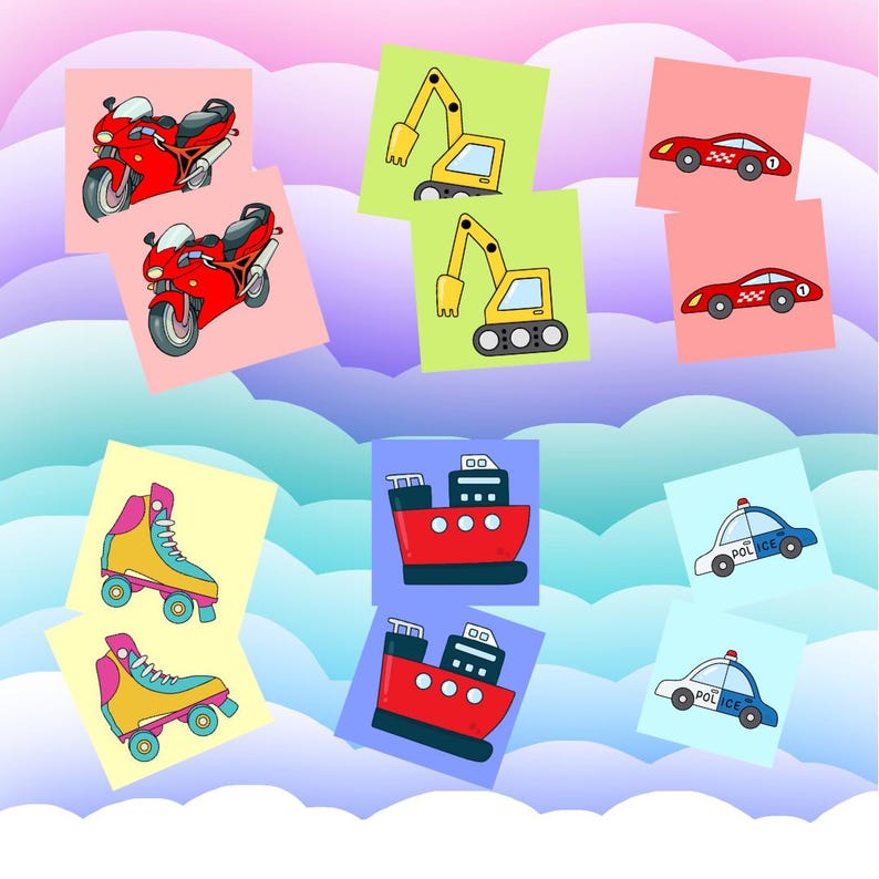 Sport and Transportation Matching Cards, Printable Sports Game for ...