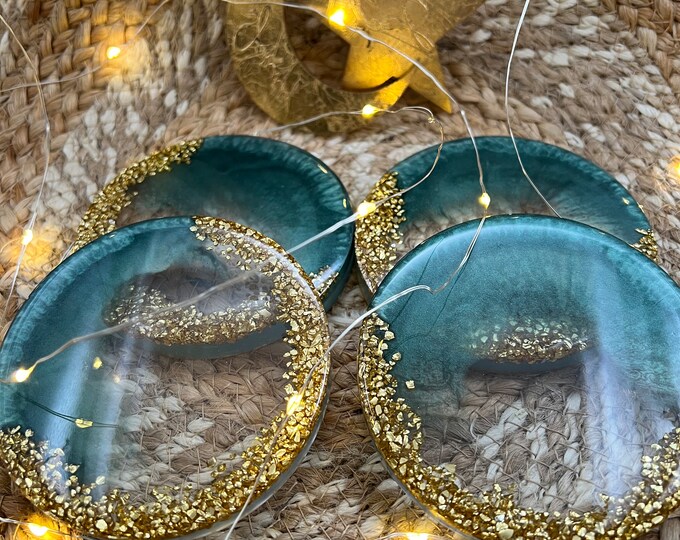 Teal Coasters - Etsy