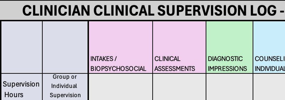 Clinical Supervision Hours Log, Form Tracker, Hours Template, Google ...