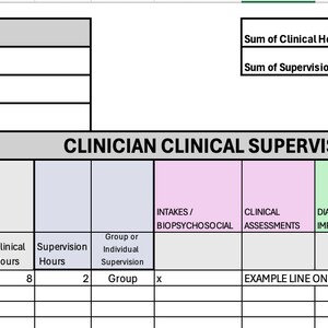 Clinical Supervision Hours Log, Form Tracker, Hours Template, Google ...